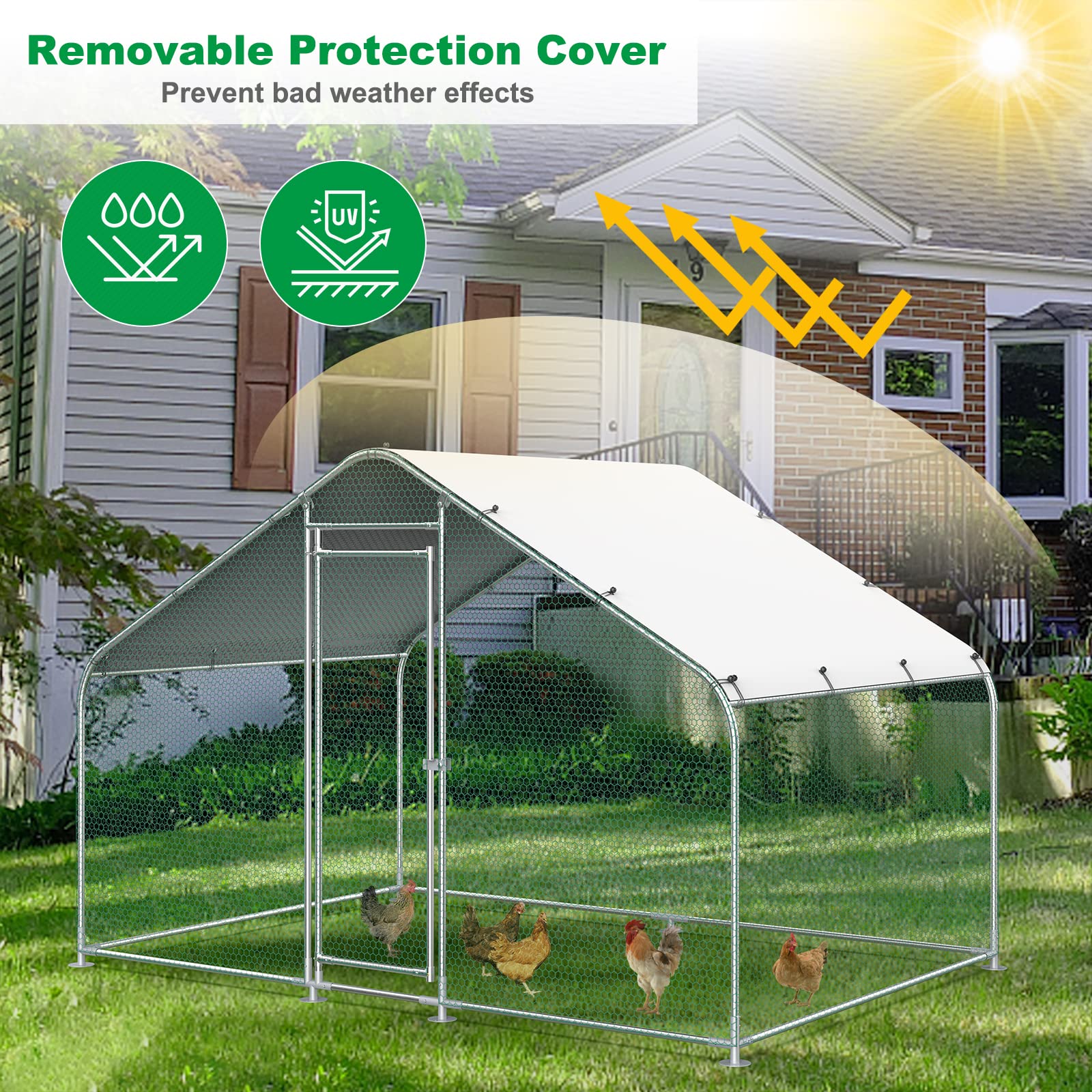 Mua Unovivy Large Metal Chicken Coop Run, Walk-in Poultry Cage Heavy ...
