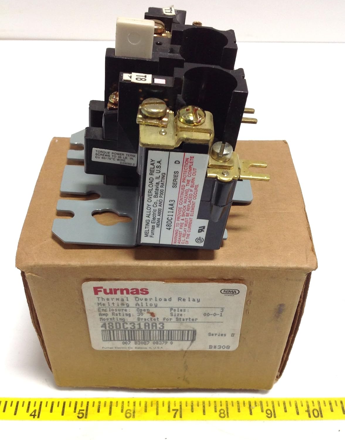 FURNAS 30A 3-POLE THERMAL OVERLOAD RELAY NIB 48DC31AA3 102768: Amazon ...