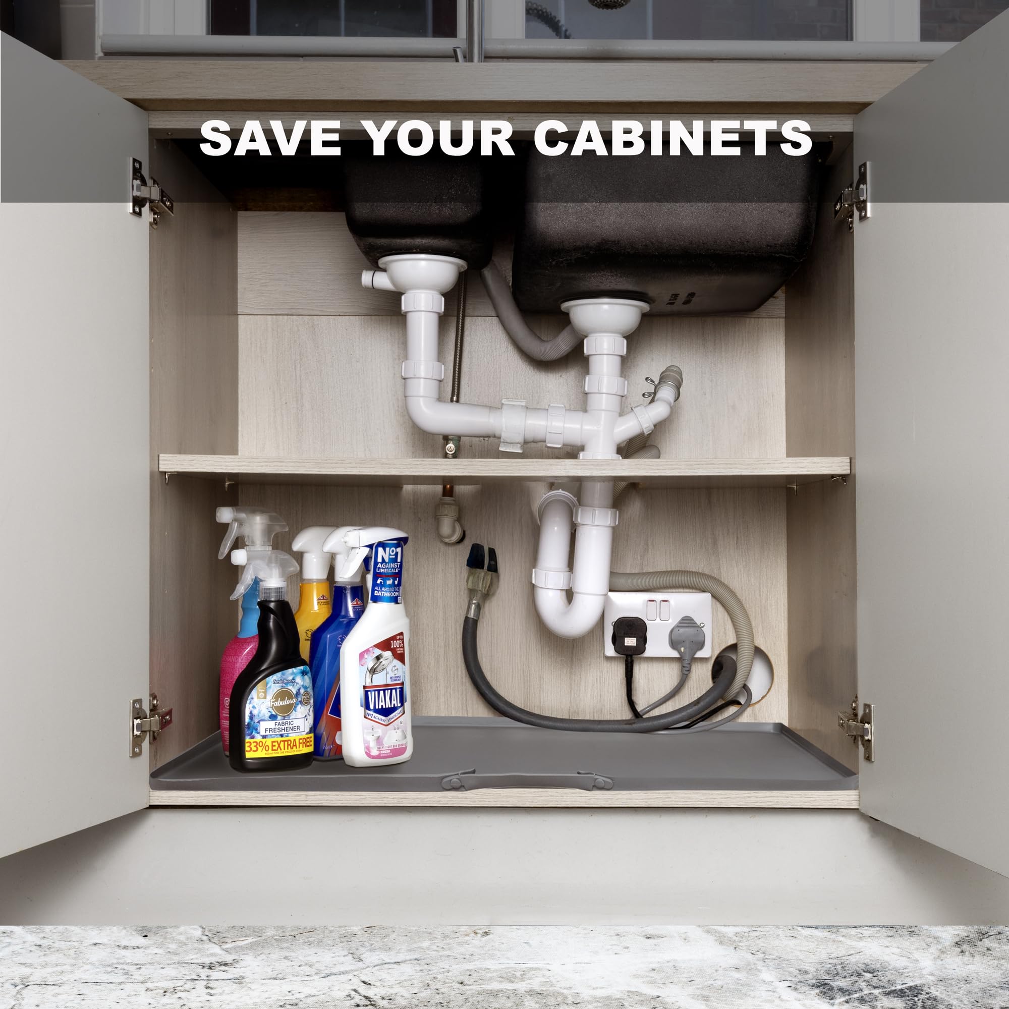 Home Dragons Silicone Under Sink Water Tray 34 X 22 Inch. Under Sink ...