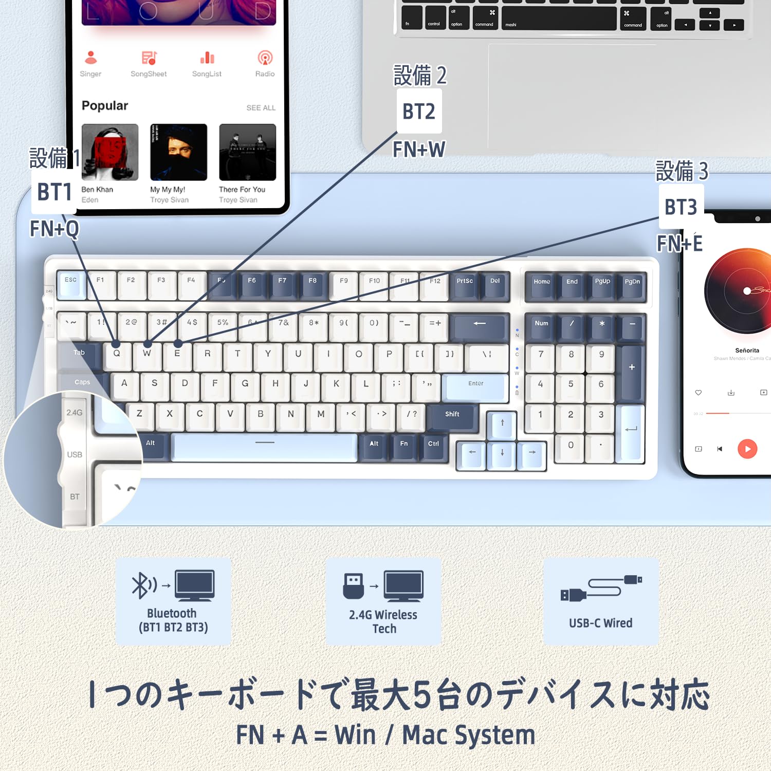 Mua ZIYOU LANG K8 Gaming Keyboard, Wireless Mechanical Keyboard, 100 ...