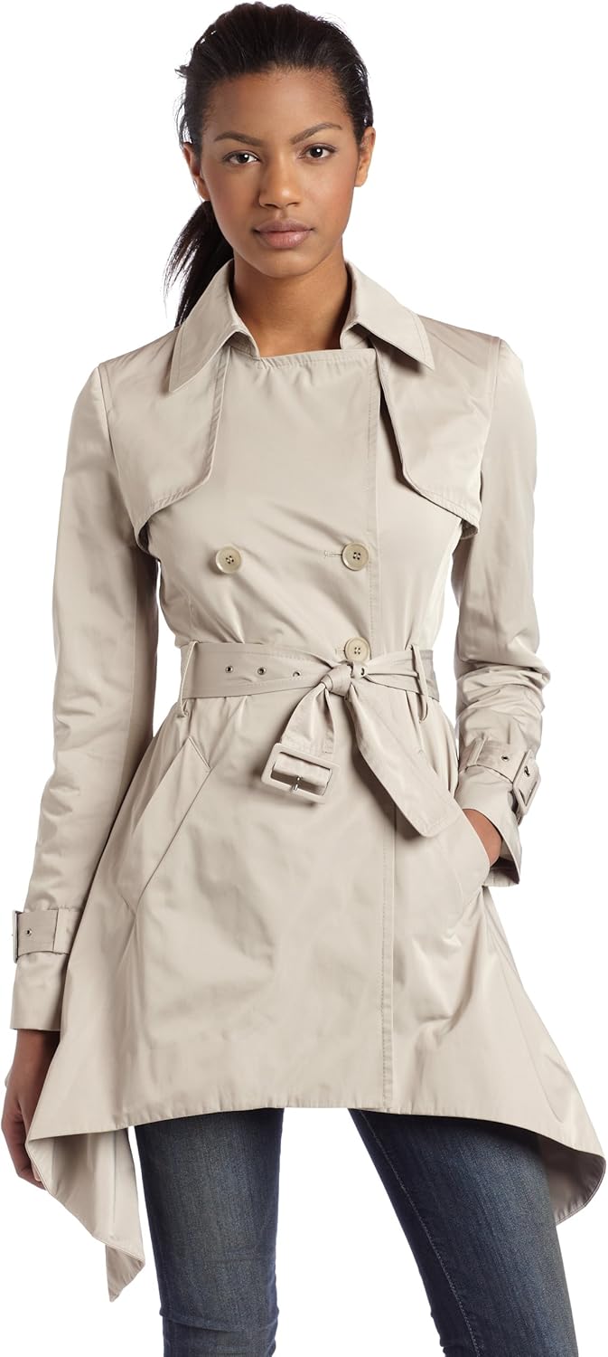 Amazon.com: BCBGMAXAZRIA Women's Ophelia Ruffled-Back Trench Coat ...