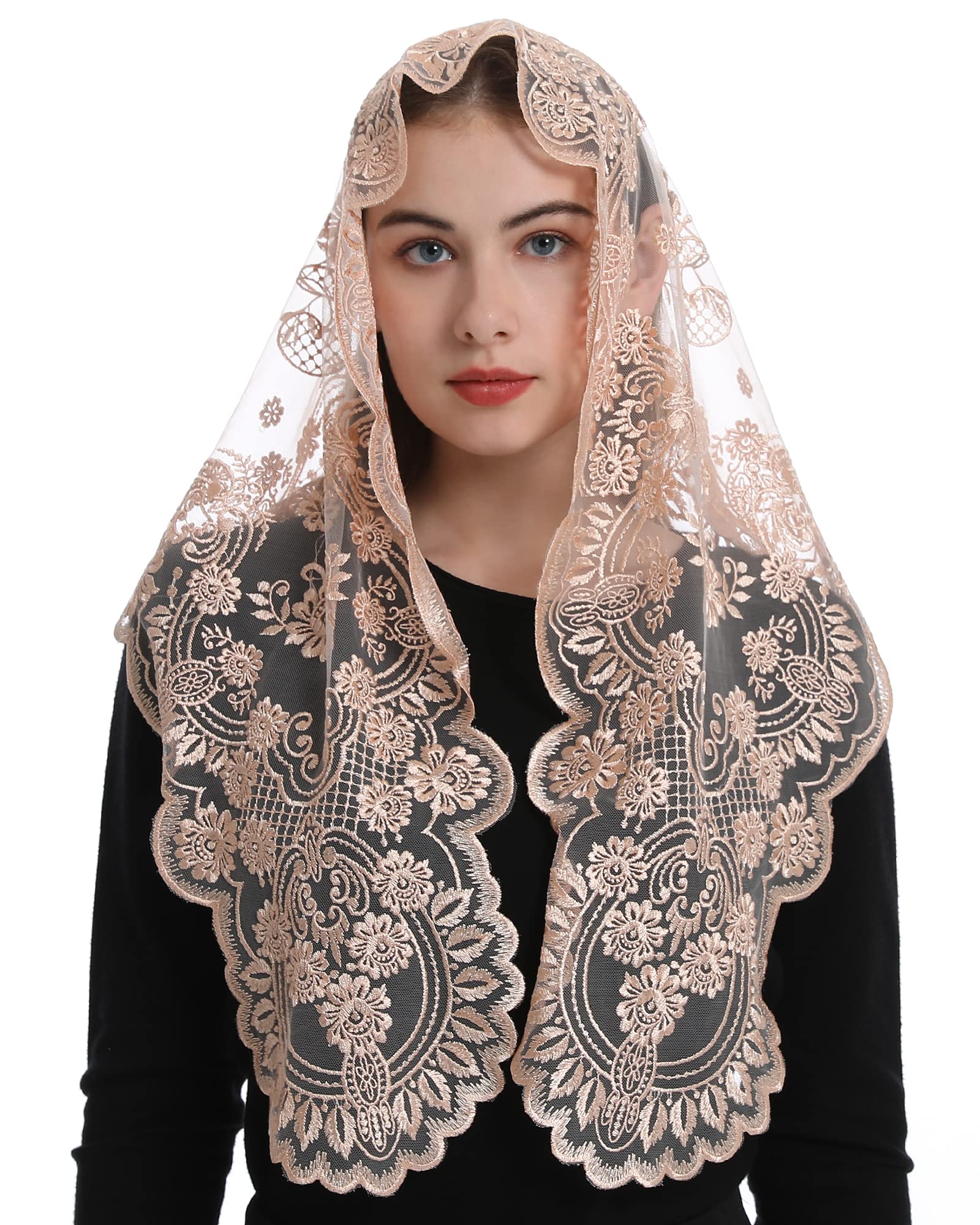 Mua Triangle Catholic Chapel Mantilla Veils - Short Camellia Embroidery ...