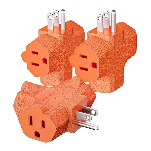 3-Outlet Grounding Adapter, Kasonic [UL Listed] Plug Extender; Heavy ...