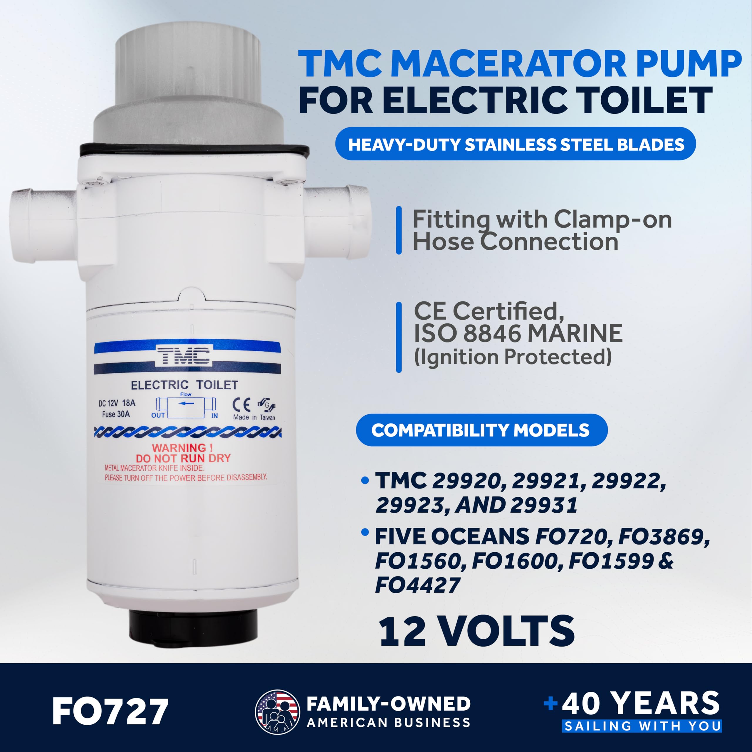 Mua TMC Electric Toilet Macerator Pump for RV, Waste Pump with Clamp-On ...
