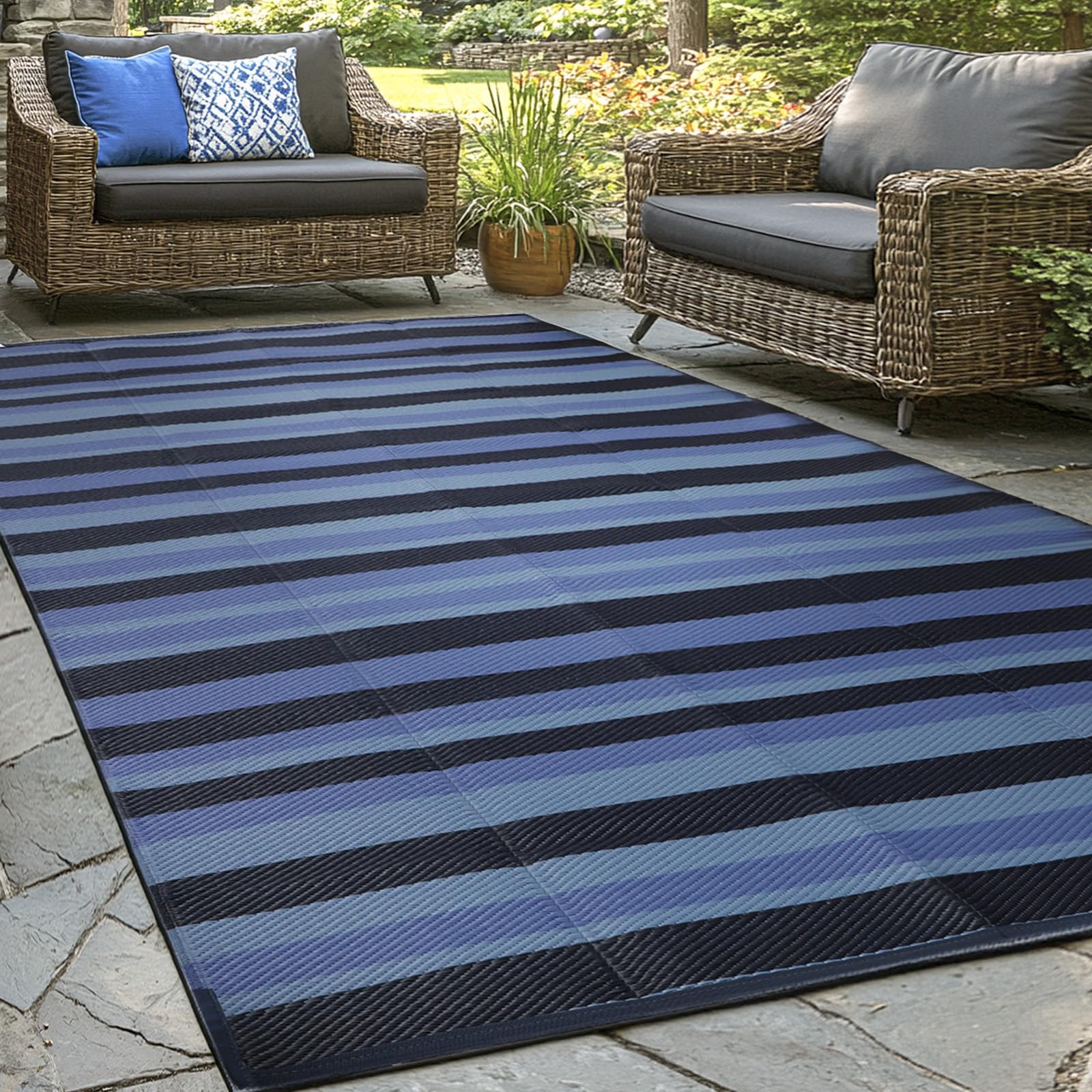 wikiwiki Outdoor Rug, 5x8ft Waterproof Reversible Mat Indoor Outdoor ...