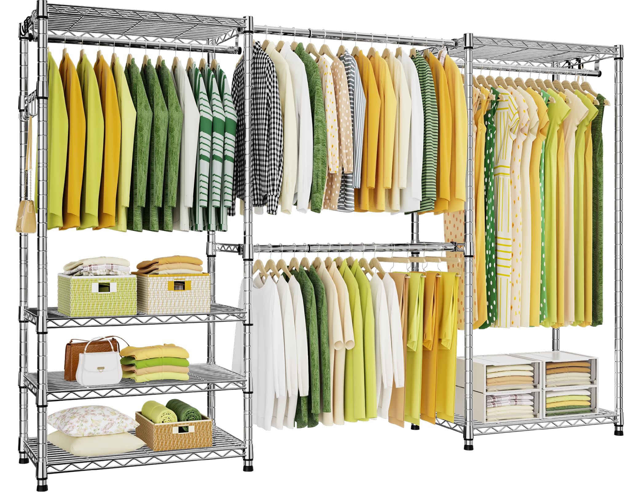 Ulif E1 Heavy Duty Closet Garment Rack, 6 Tiers Adjustable Metal ...