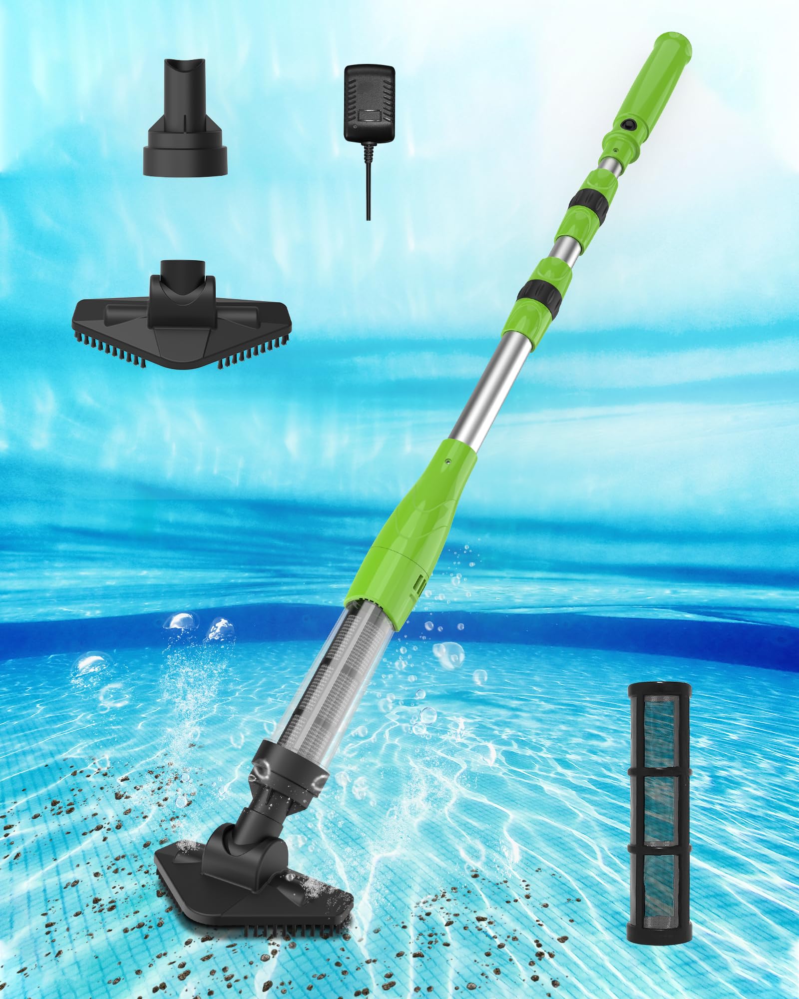 Poolergetic Cordless Rechargeable Pool Vacuum, Handheld Pool Cleaner ...