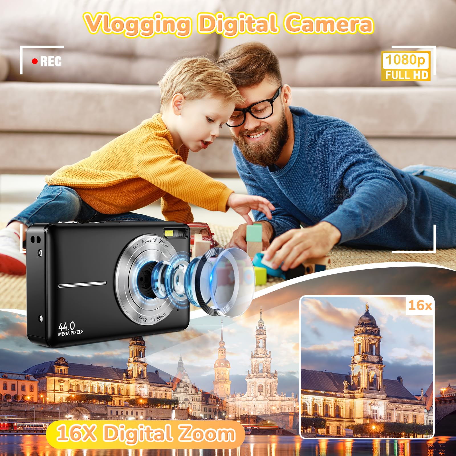 Mua Digital Camera, 2024 Upgraded 1080P 44MP Digital Cameras for Kids ...