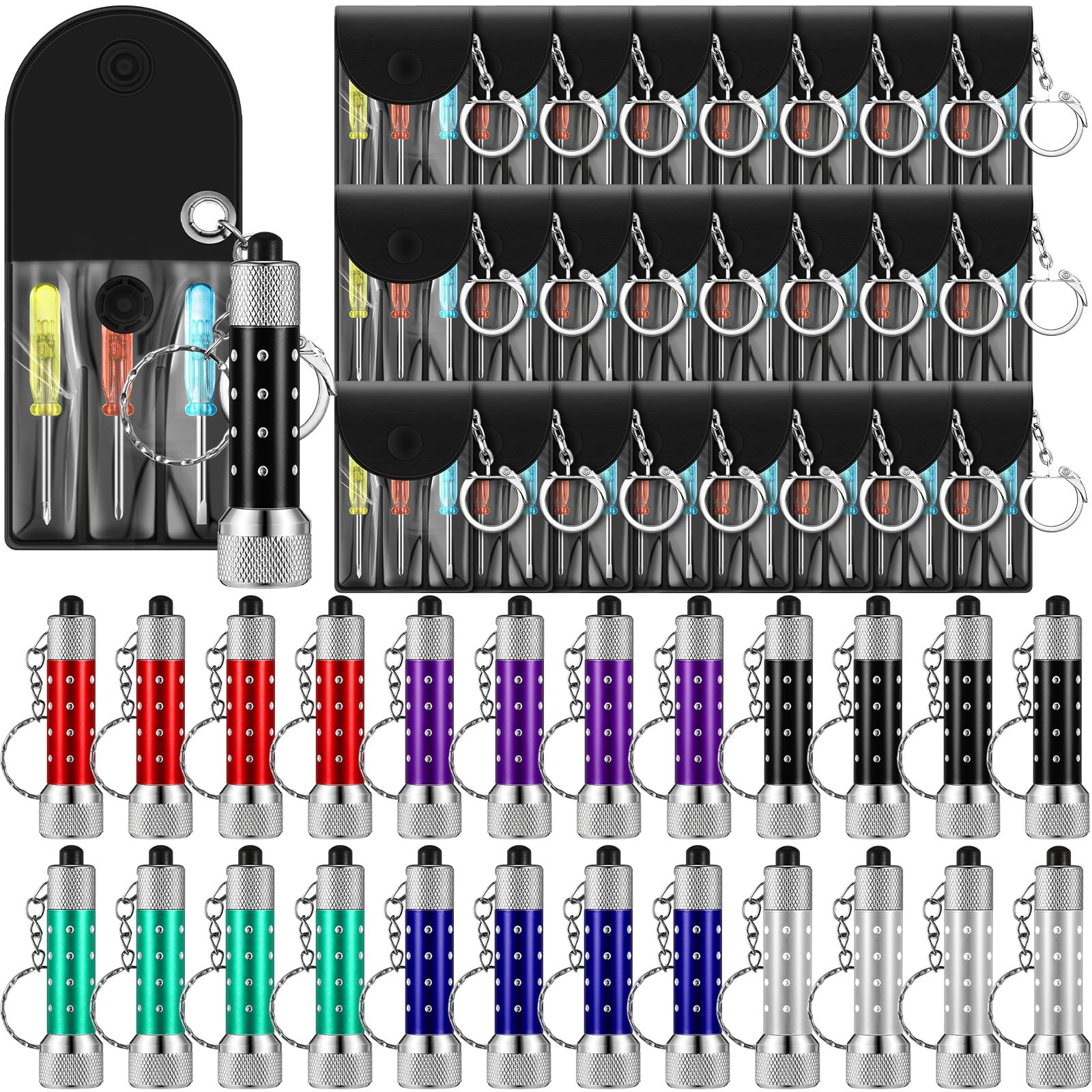 Jutom Mini Screwdriver Keychain Set Mini Flashlight Bulk LED Keychain ...