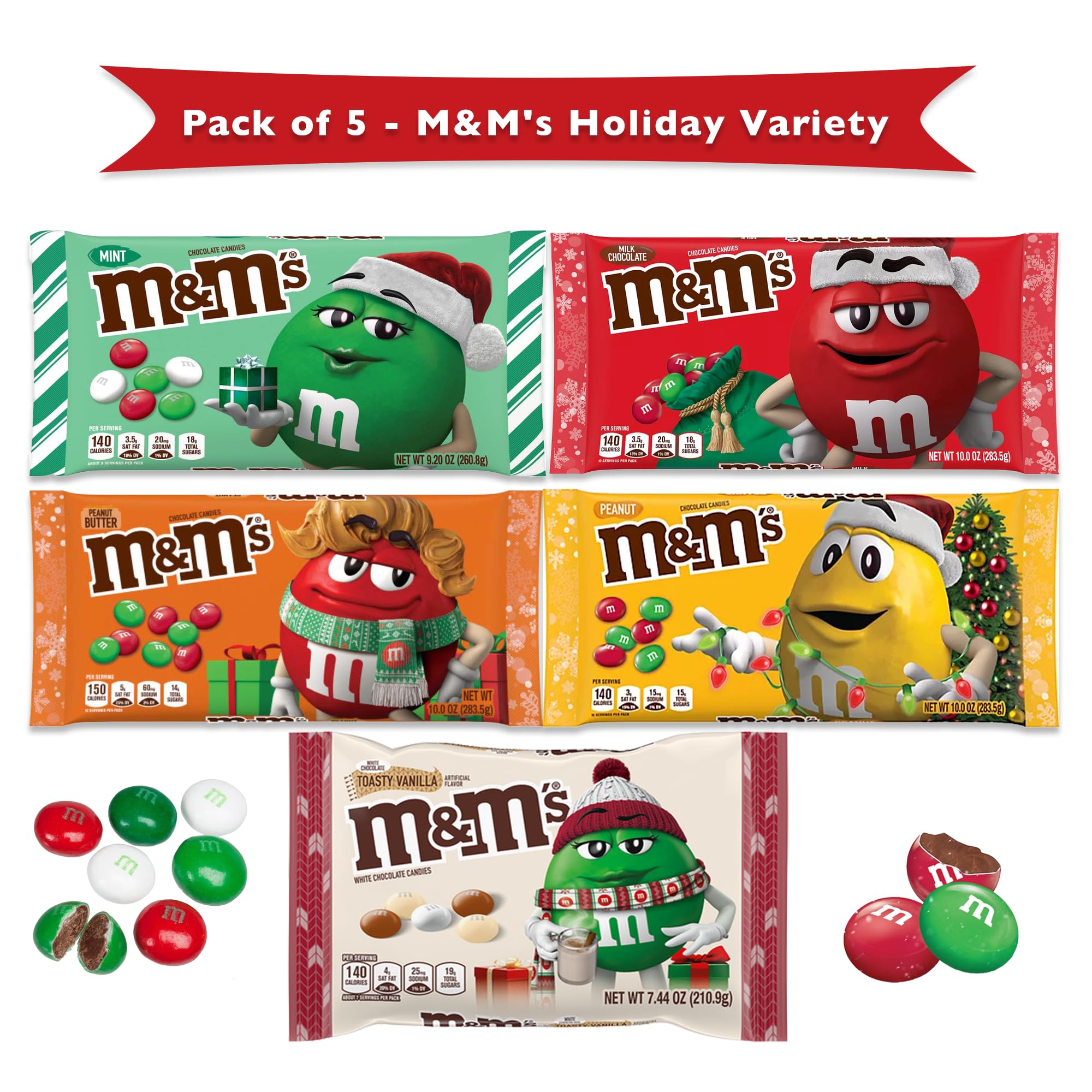 Mua Christmas M and Ms Variety 5 Pack of MMS Christmas Candy Bulk- Mint ...