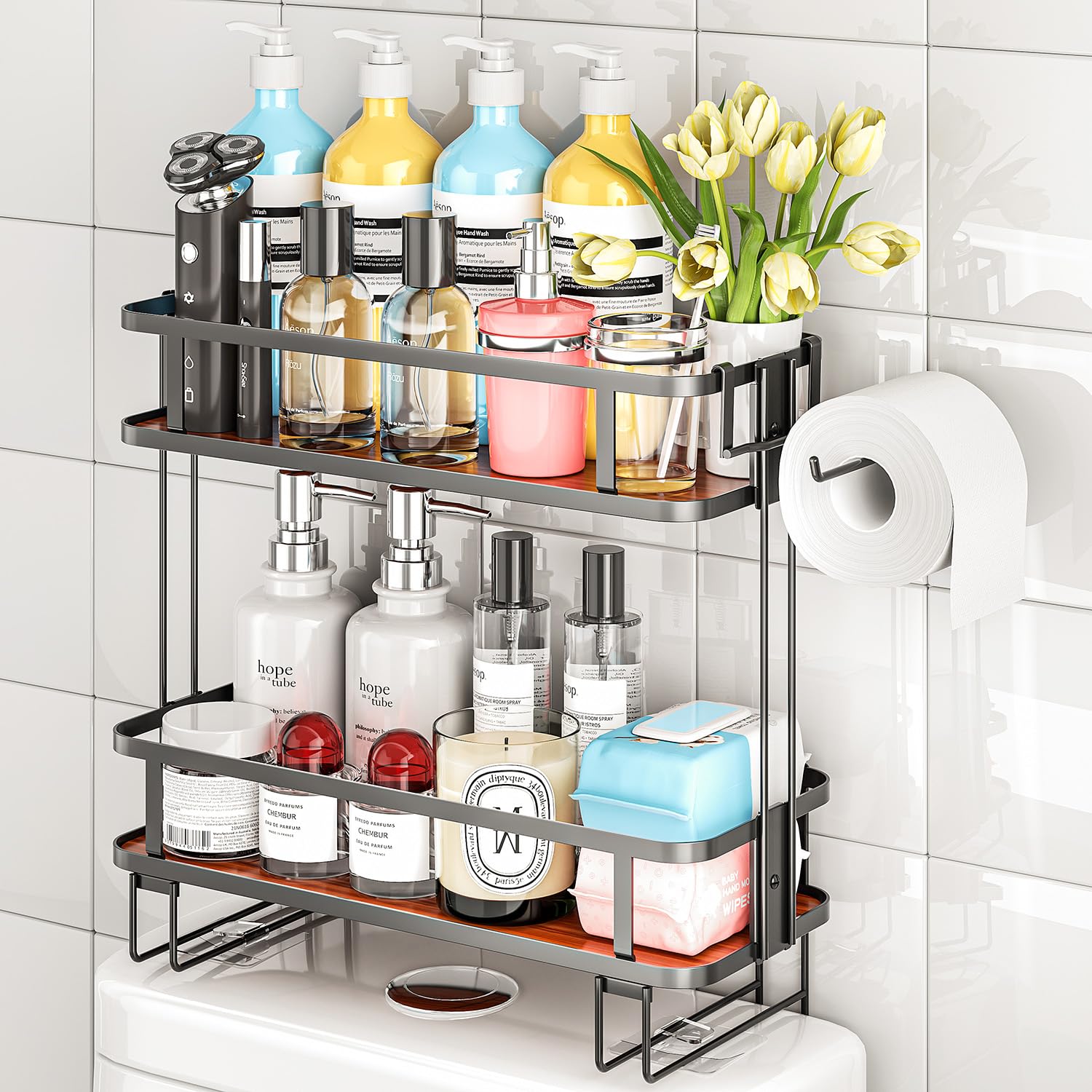 LAMU 2-Tier Over-The-Toilet-Storage-Shelf, Over Toilet Bathroom ...