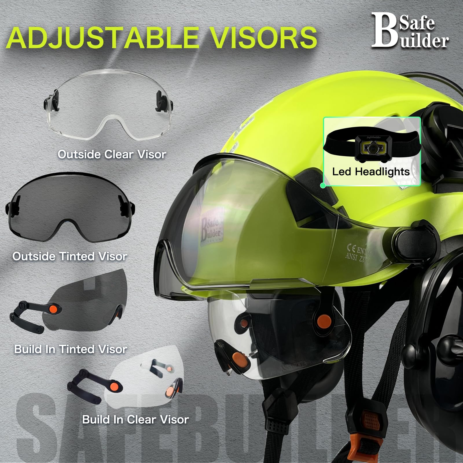 Mua Safety Helmet with Visor Bluetooth Ear Muffs SNR 26dB Hard Hat with ...