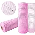 Amazon.com: GouZaak 2 Rolls Pink Deco Mesh 10 in x 30 ft,Mesh Ribbon ...