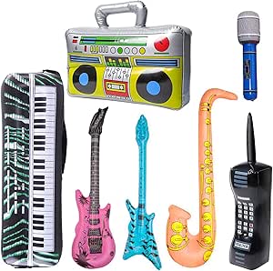 Amazon.com: Inflatable Rock Star Toy Set, 7 Pack Inflatable Boom Box ...