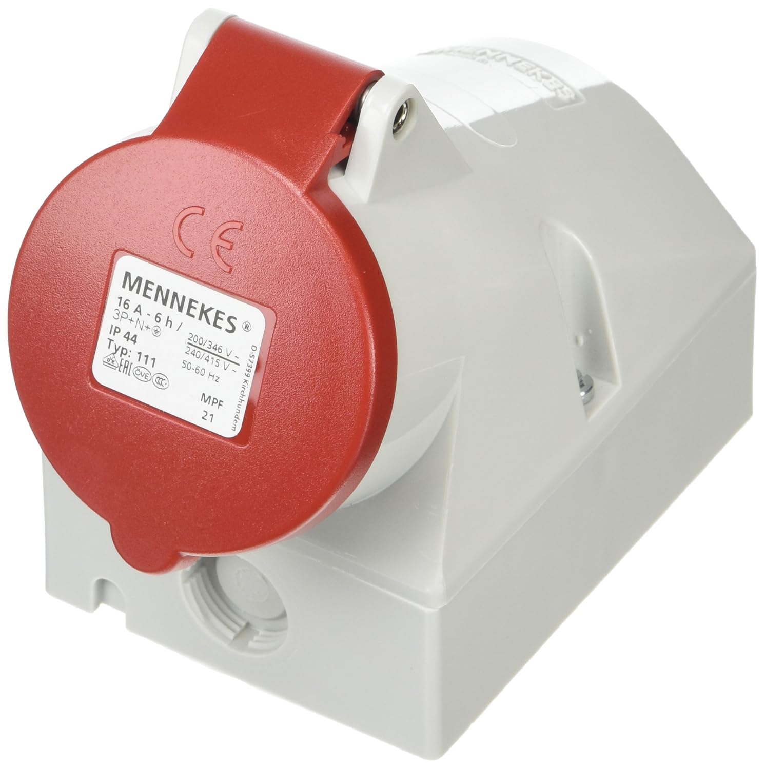 MENNEKES 111 Internal Fixing Wall Mounted Socket, IP 44 Protection, 1 ...