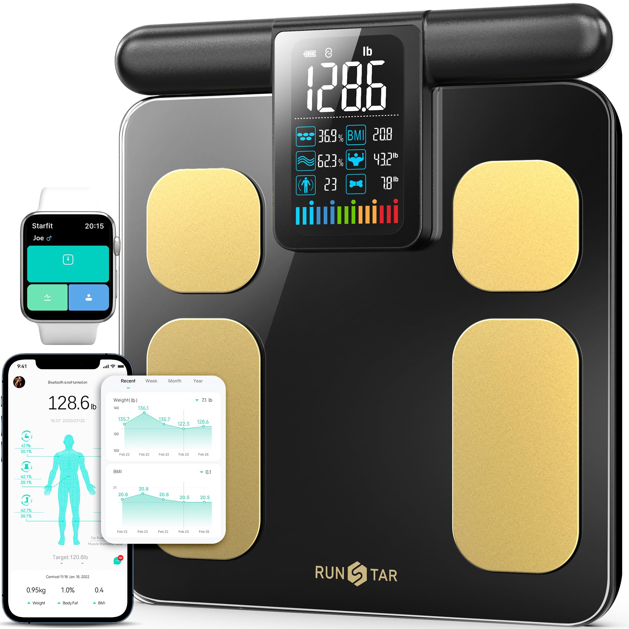 RunSTAR Scale For Body Weight And Fat Percentage 8 Electrodes High