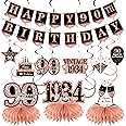 Amazon.com: Rose Gold 90th Birthday Banner Decorations for Women, 10Pcs Happy 90th Birthday ...