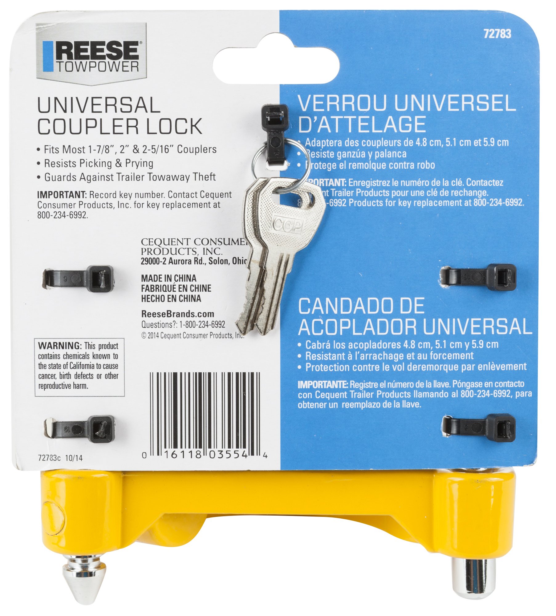 ReeseTowpower 72783 Universal Coupler Lock, Adjustable Storage Security ...