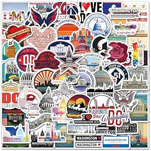 Amazon.com: 61Pcs Washington DC Stickers Pack, USA State Travel ...