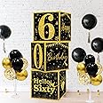 Amazon.com: 3pcs 60th Birthday Decorations Boxes for Men Women, Black Gold Happy 60 Birthday ...