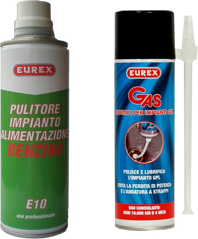 EUREX E10 ADDITIVO PULITORE INIETTORI BENZINA 300ml. + ADDITIVO PER GPL ...
