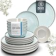 Amazon.com | 12 Piece Dinnerware Sets for 4 - Modern Style Stoneware Dinnerware Set - Scratch ...