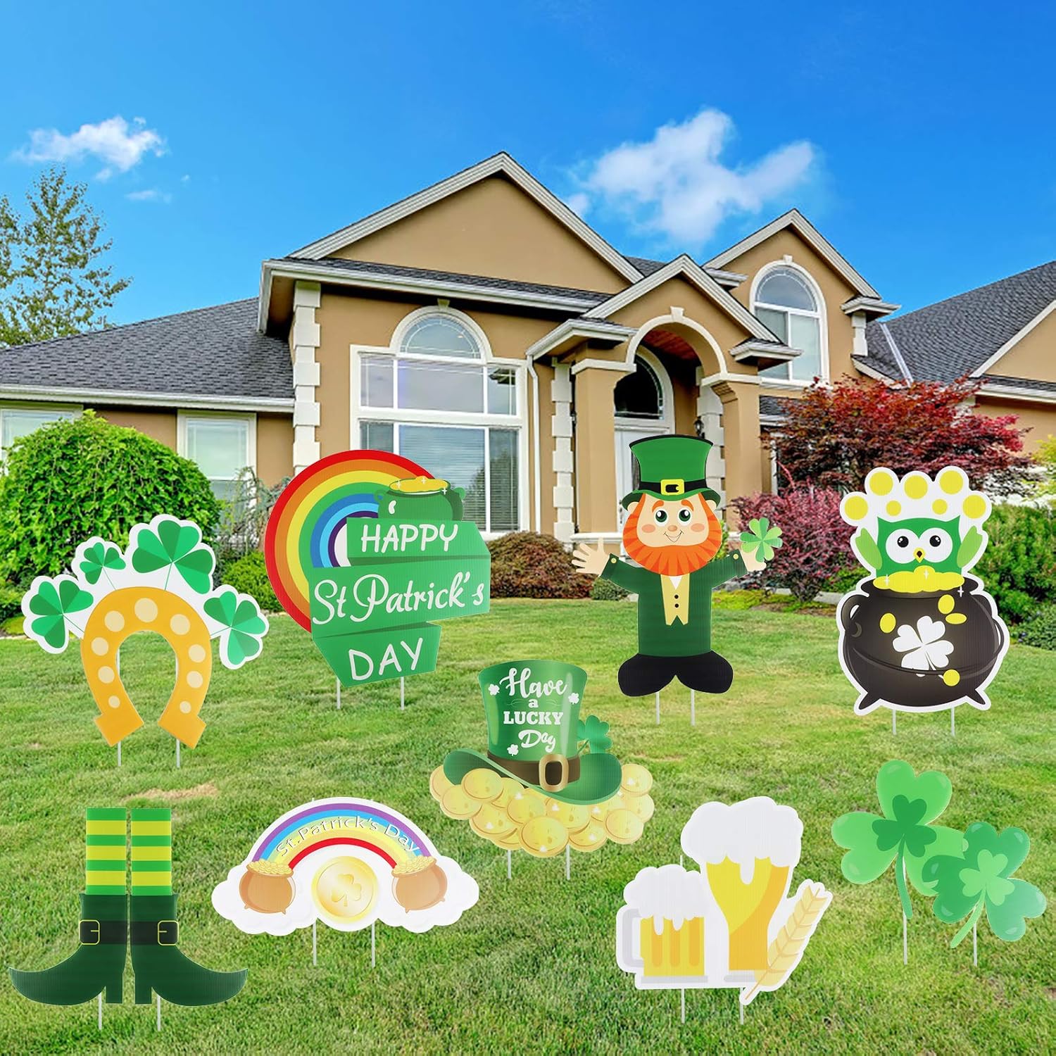 LOCOLO 9 PCS St. Patrick’s Day Yard Sign Irish Saint Paddy’s Day ...