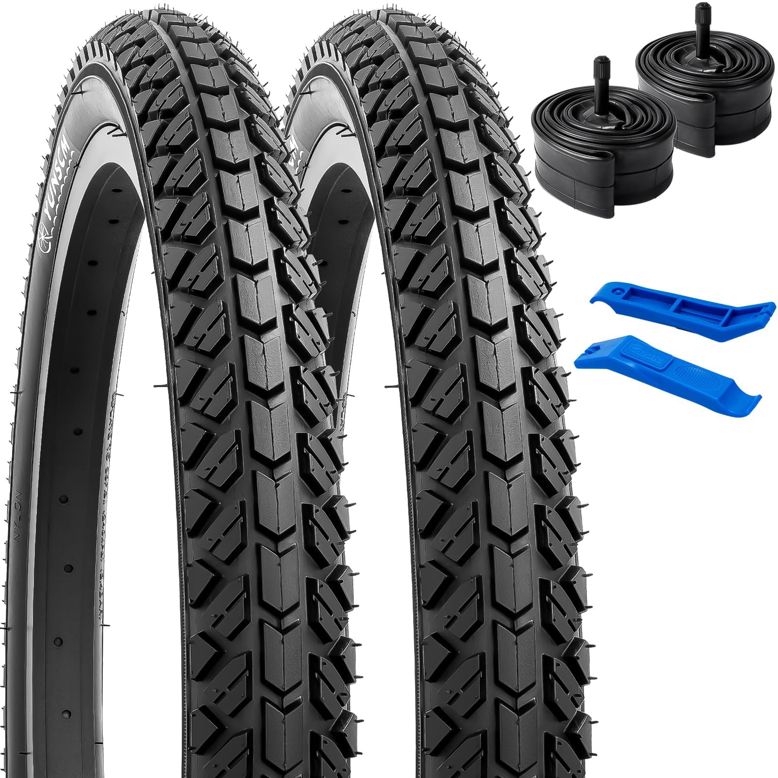 YUNSCM 2-PCS 20" Mountain Bike Tires 20x1.95/54-406 and 20" Heavy Duty Bike Tubes Schrader Valve ...