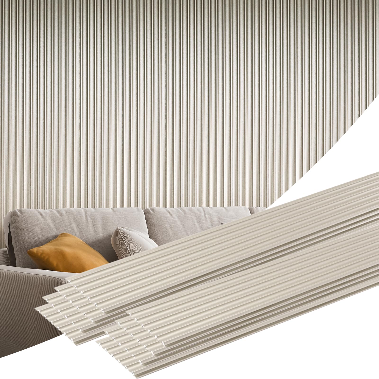 Art3d 8 Pack 104" x 6.3" Slat Wall Paneling, Glossy Metal Finish WPC 3D ...