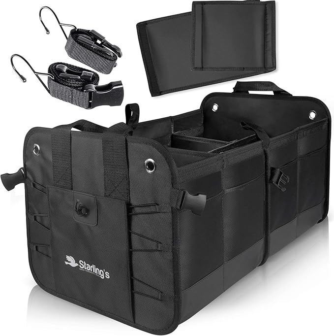 Starling's Car Boot Organiser Bag - Car Trunk Organiser Black: Tidy ...