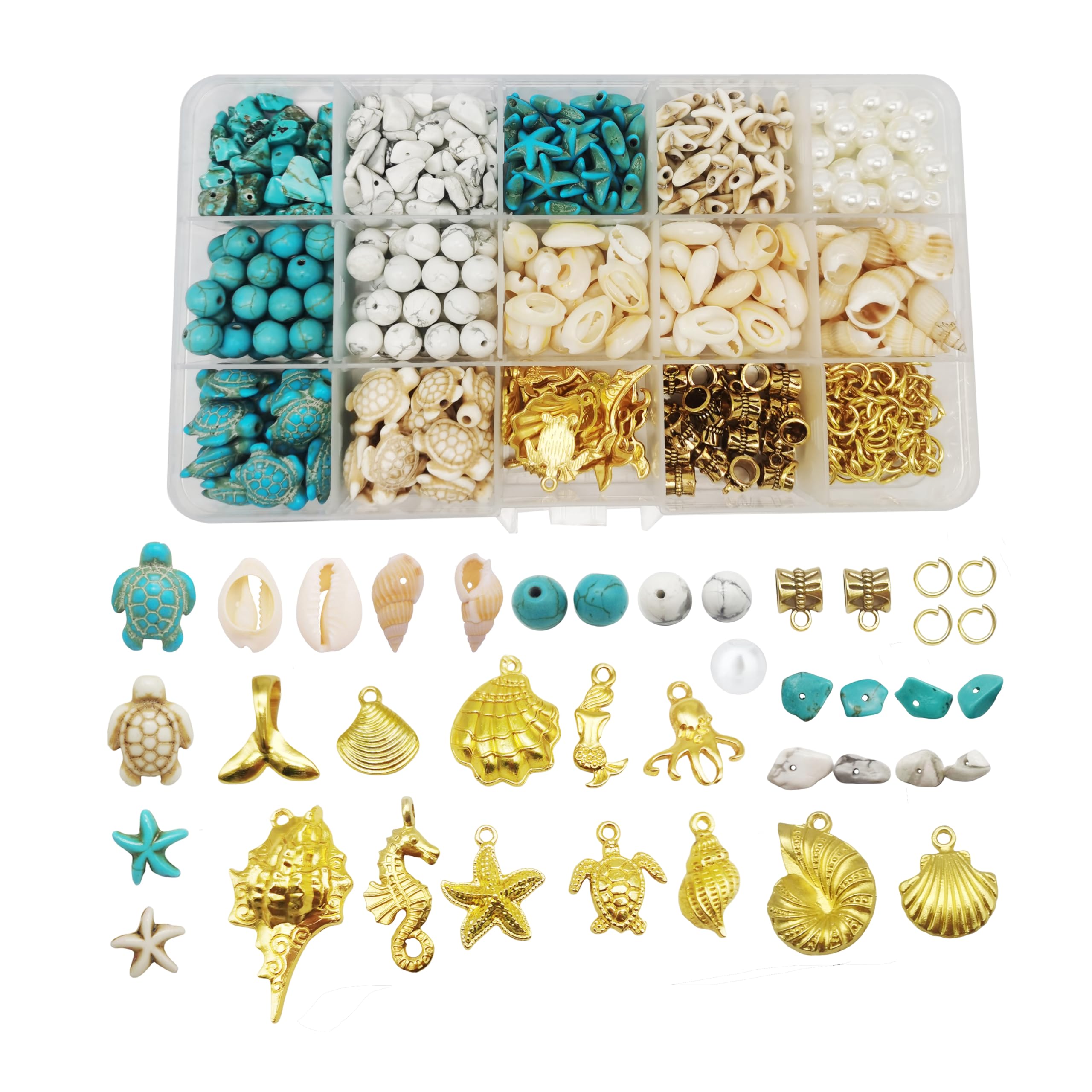 PCS Gold Alloy Pendants Seashells Man-Made Turquoise Beads Starfish ...