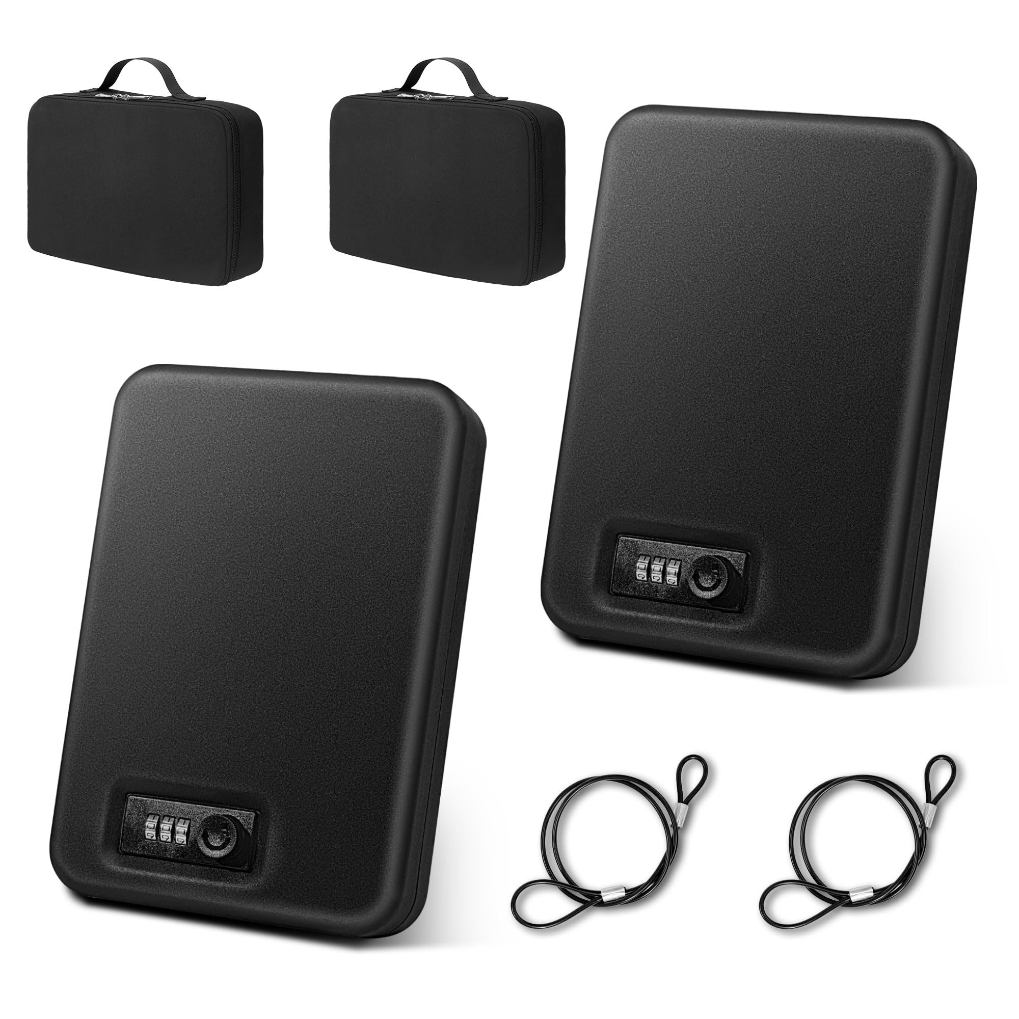 Portable Travel Gun Safe for Handgun and Valuables, 2 Pack Handgun Safe ...