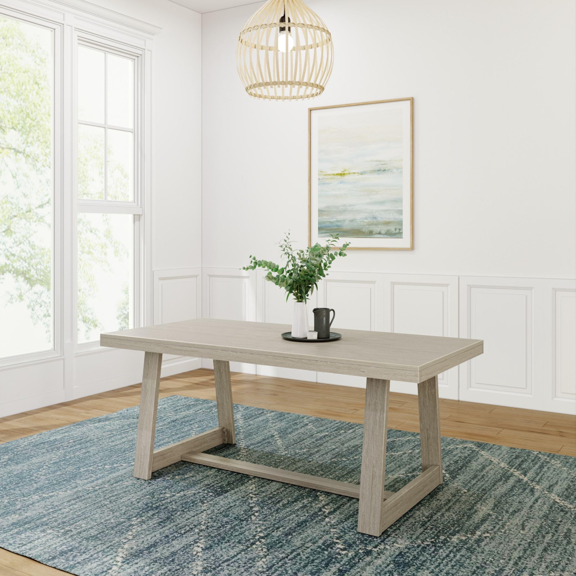Plank+Beam 72 Inch Farmhouse Dining Table, Solid Wood Rustic Kitchen ...