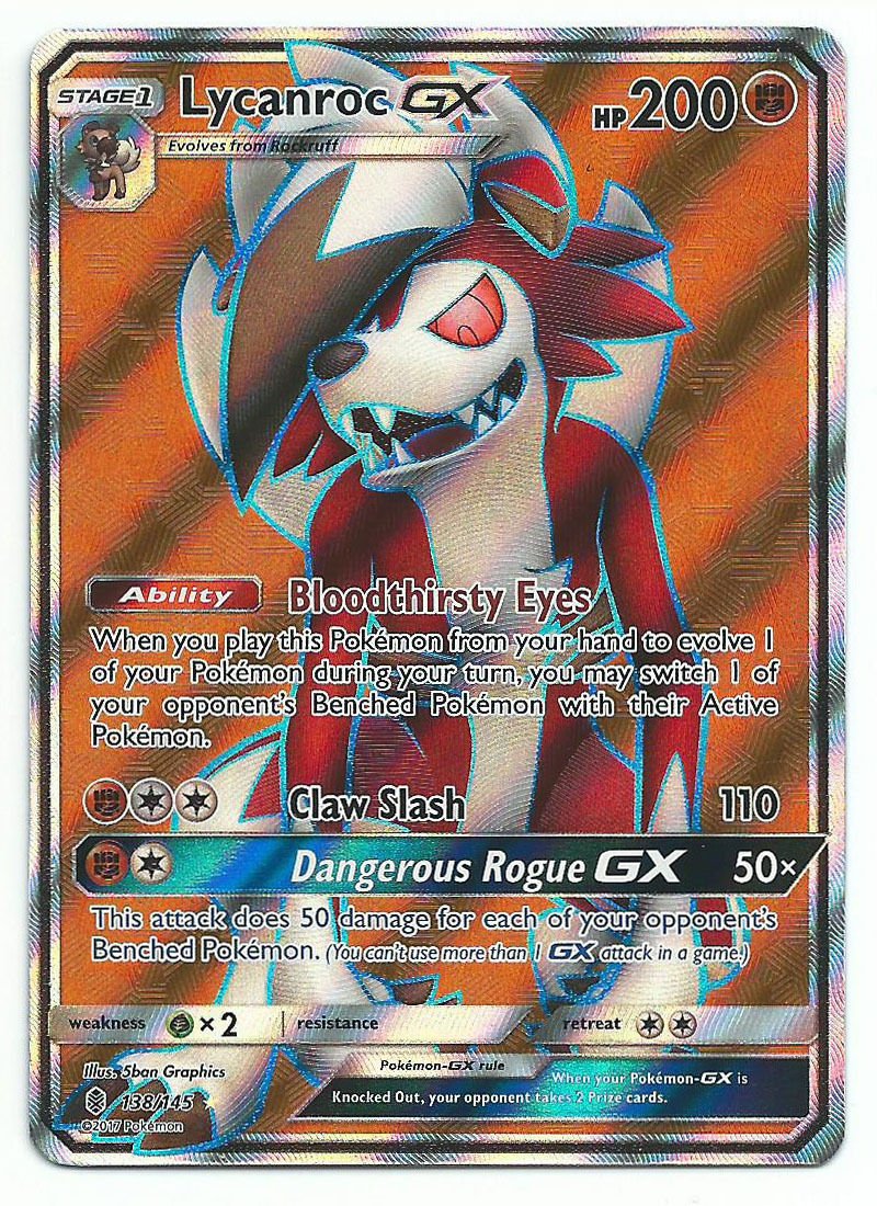 Cartes à L Unité Pokemon Sun Moon Guardians Rising Lycanroc Gx 138