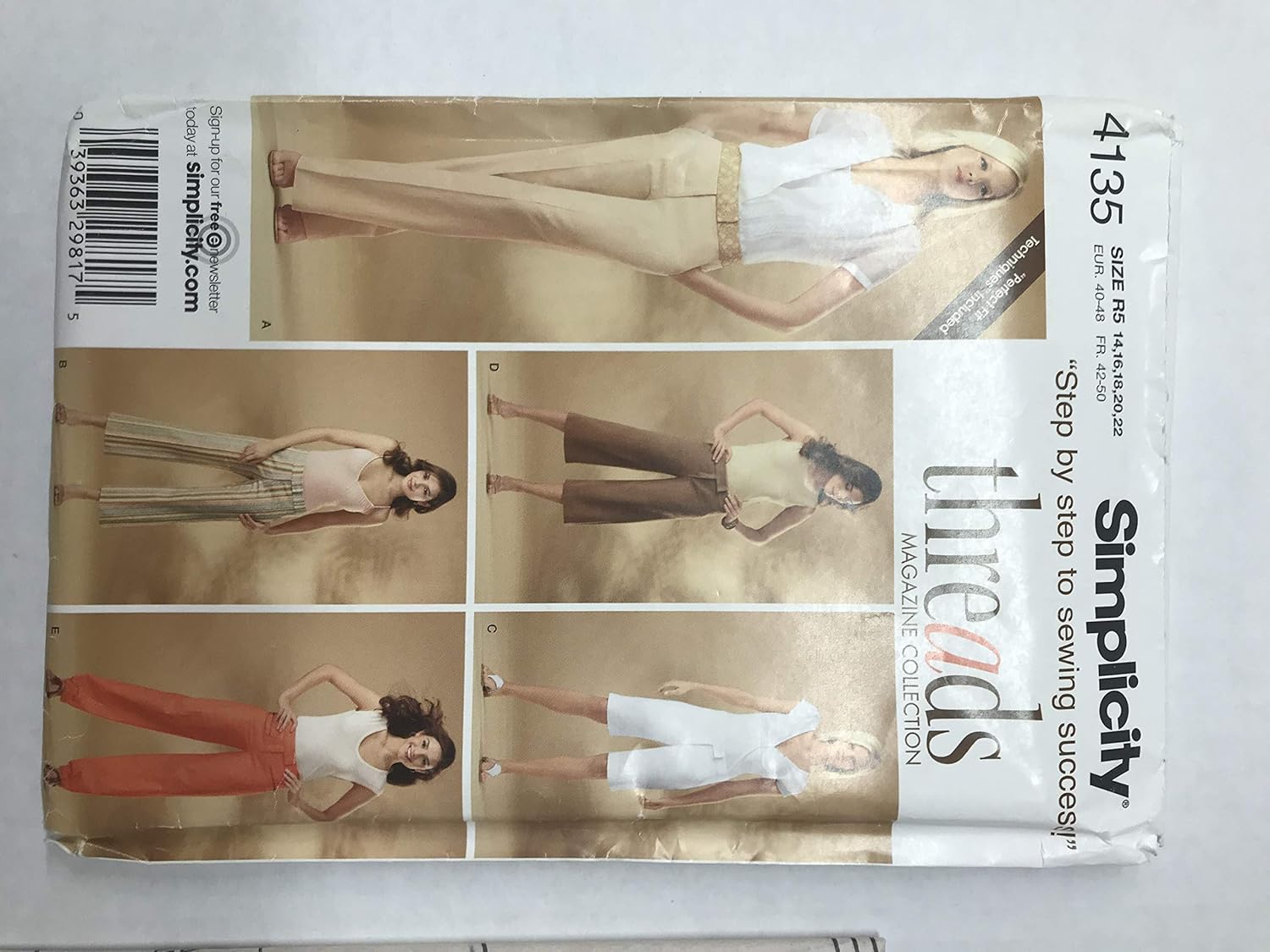 Amazon.com: Simplicity Pattern 4135 - Misses Miss Petite Boot Leg Pants ...