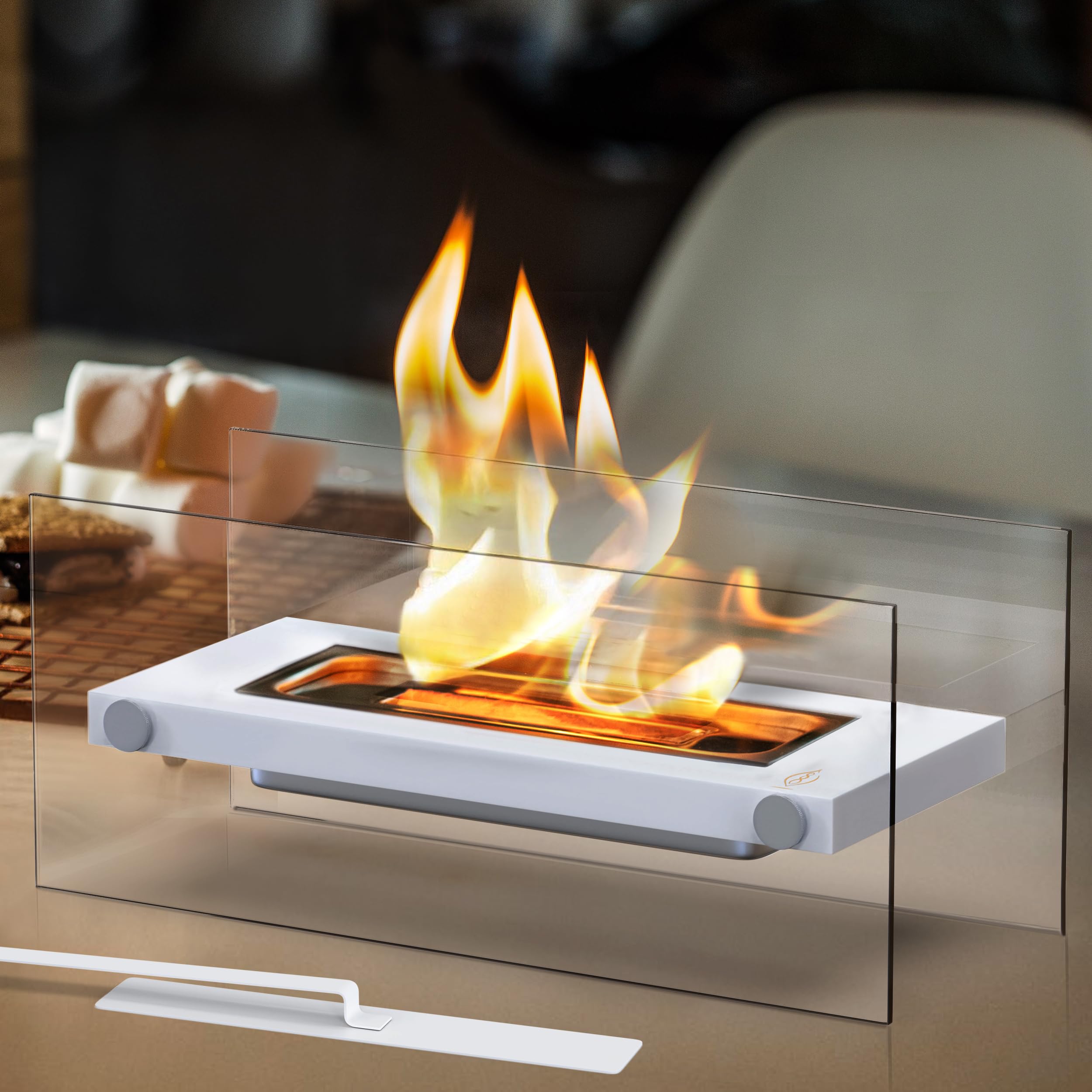 Table Top Firepit (White) - Modern Design & Convenient Size, Smokeless ...