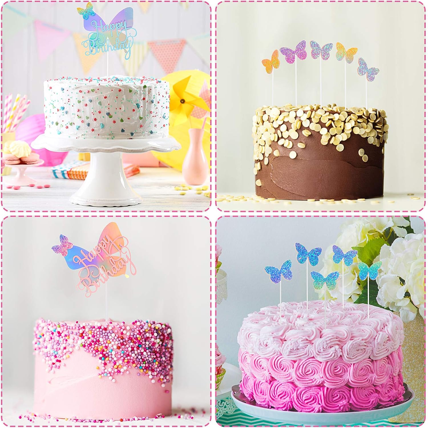 Money Cake Dispenser Box Set Happy Birthday Cake Toppers Butterfly Cake ...