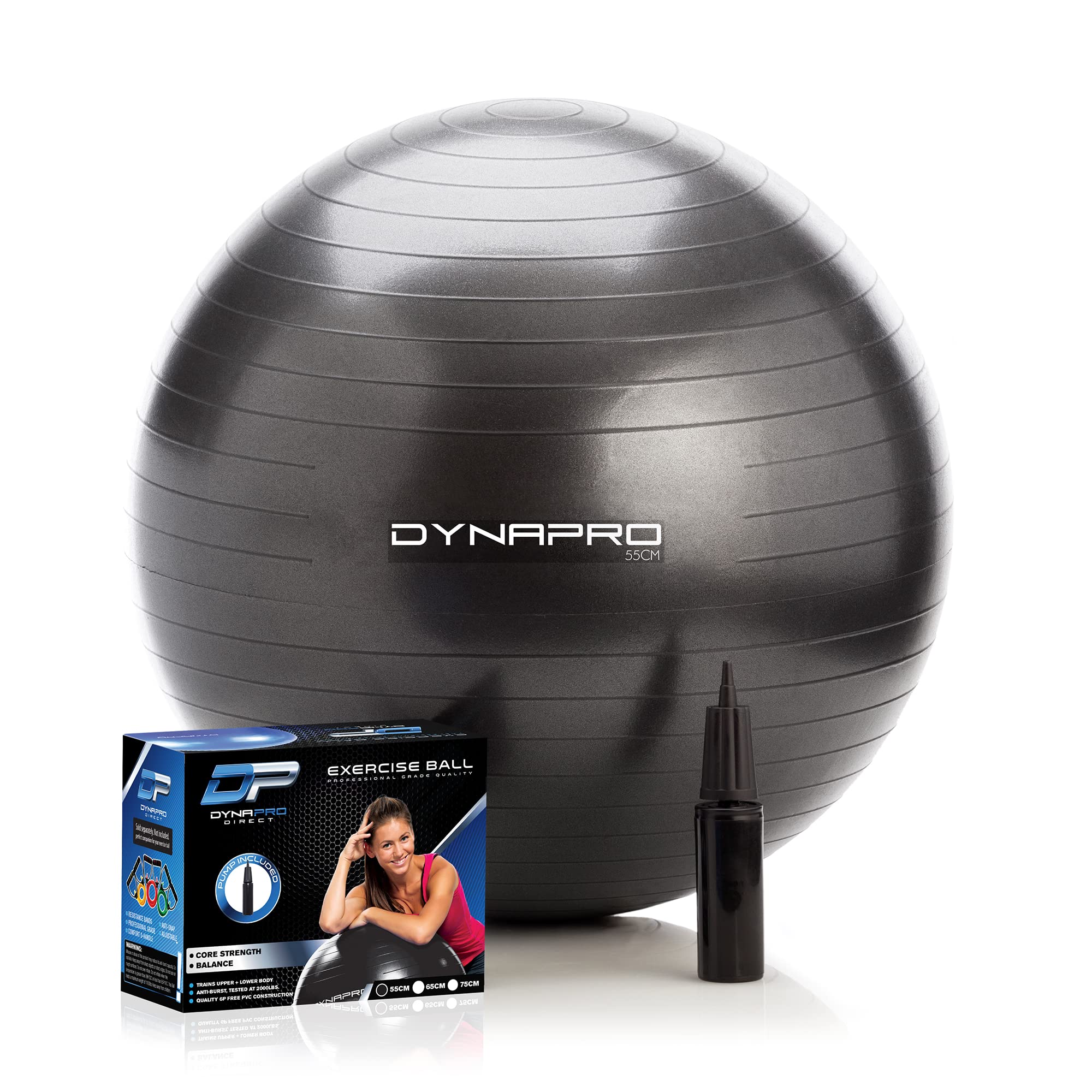 DYNAPRO - Exercise Ball, Extra Thick Anti-Burst Material, Heavy Duty ...