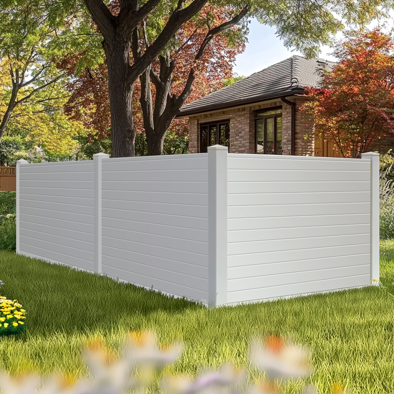 Miscoos 3-Pack Modern White Vinyl Privacy Fence Panel, 50" x 50", Air ...