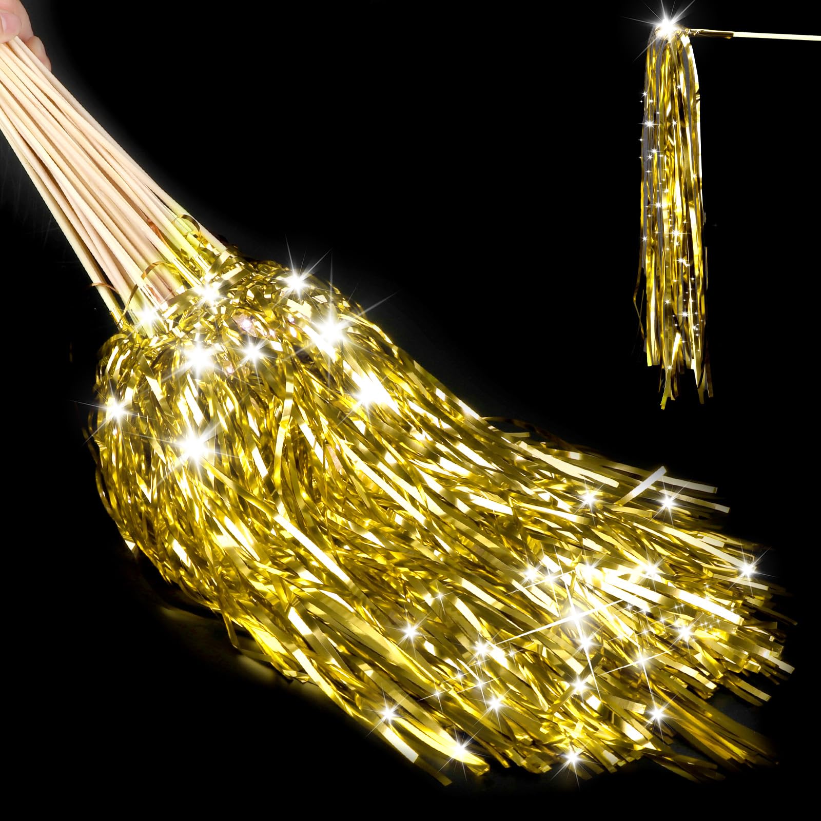 TBOLLY 100 pcs Wedding Wands Light up with LED Tinsel Wedding Streamers ...