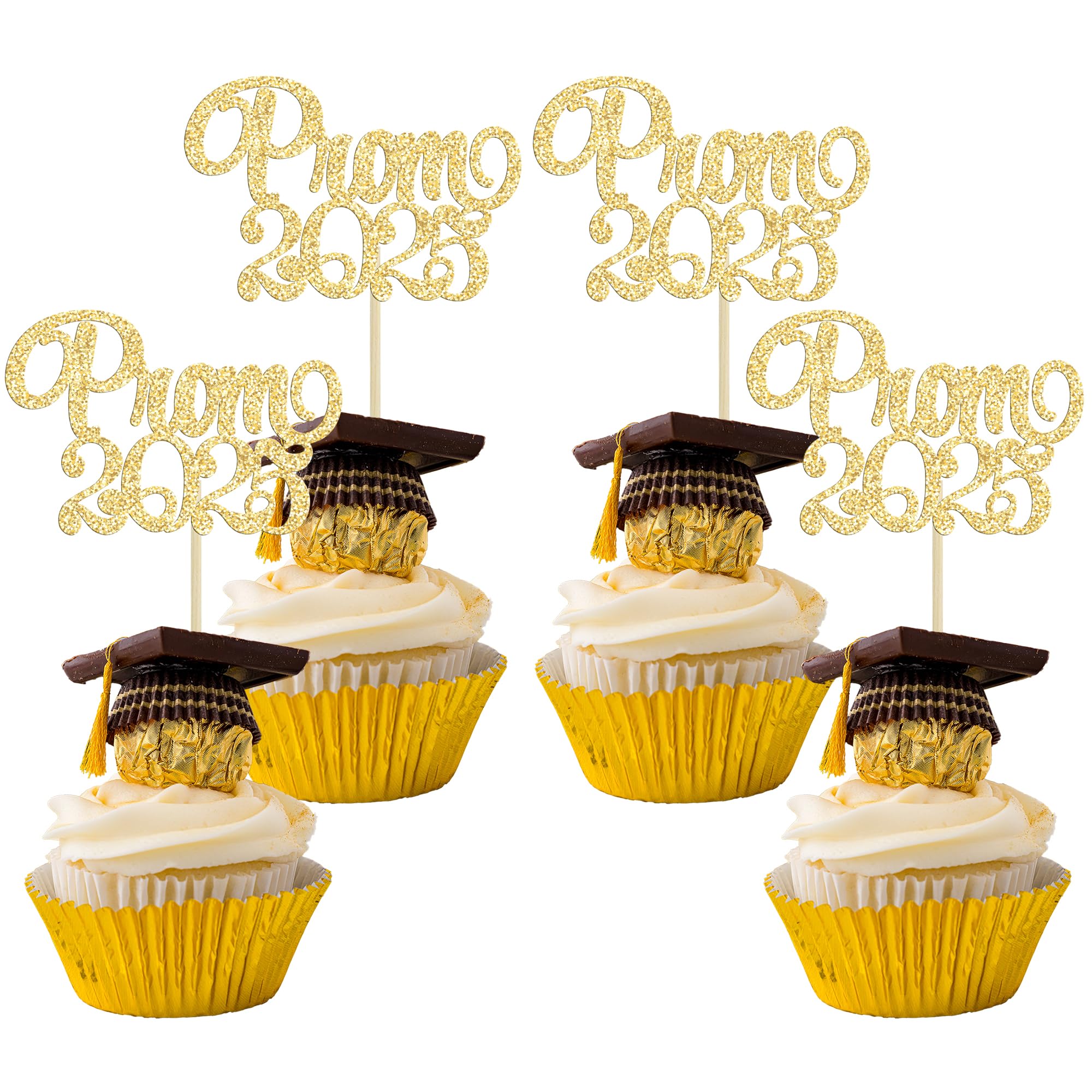 Gyufise 24Pcs Prom 2025 Cupcake Toppers 2025 Graduation Cupcake Picks ...