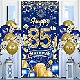 Amazon.com: RUMIA 85th Birthday Party Decorations for Men Navy Blue Gold Happy Banner with 18pcs ...