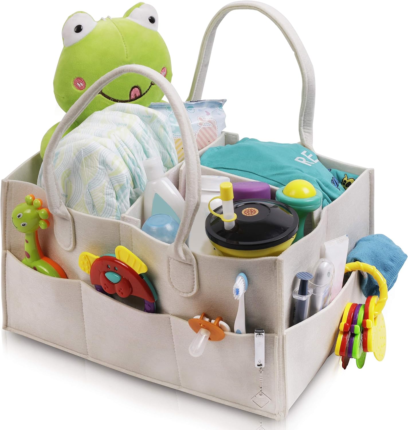 Baby Nappy Caddy Organizer (H18xW34.5xD23cm) - Cream Color Diaper ...