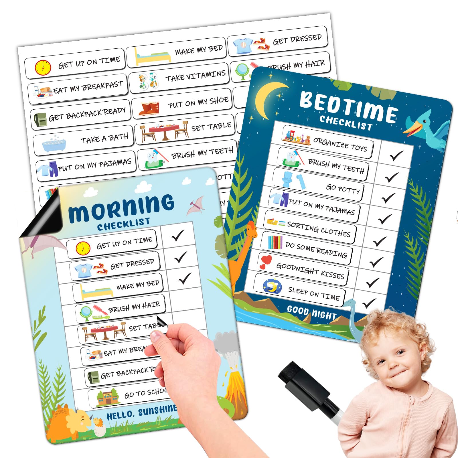 Mua Morning Bedtime Routine Chart for Toddler with Magnetic Stickers ...