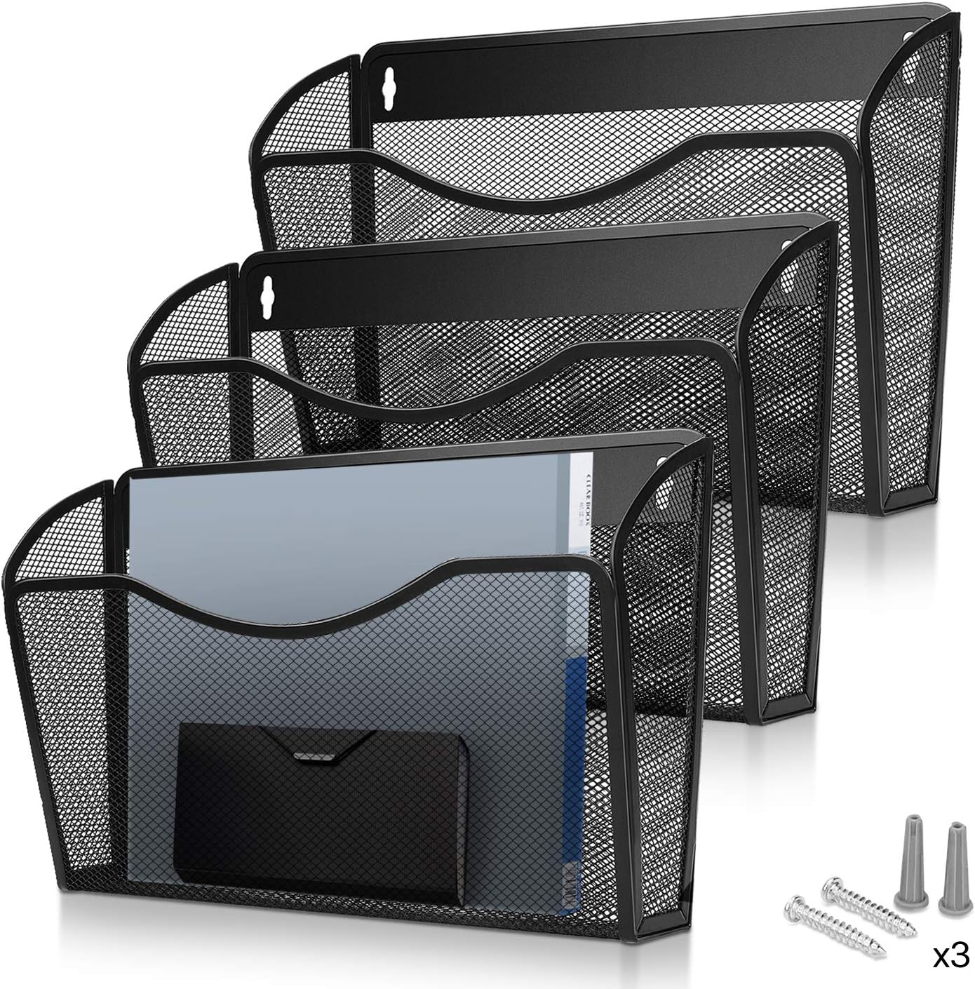 Office Supplies Black Storage Rack Single Slot Wall Mount For Office 