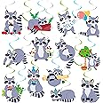 Amazon.com: 20pcs Raccoon Theme Hanging Swirls Woodland Birthday Party ...
