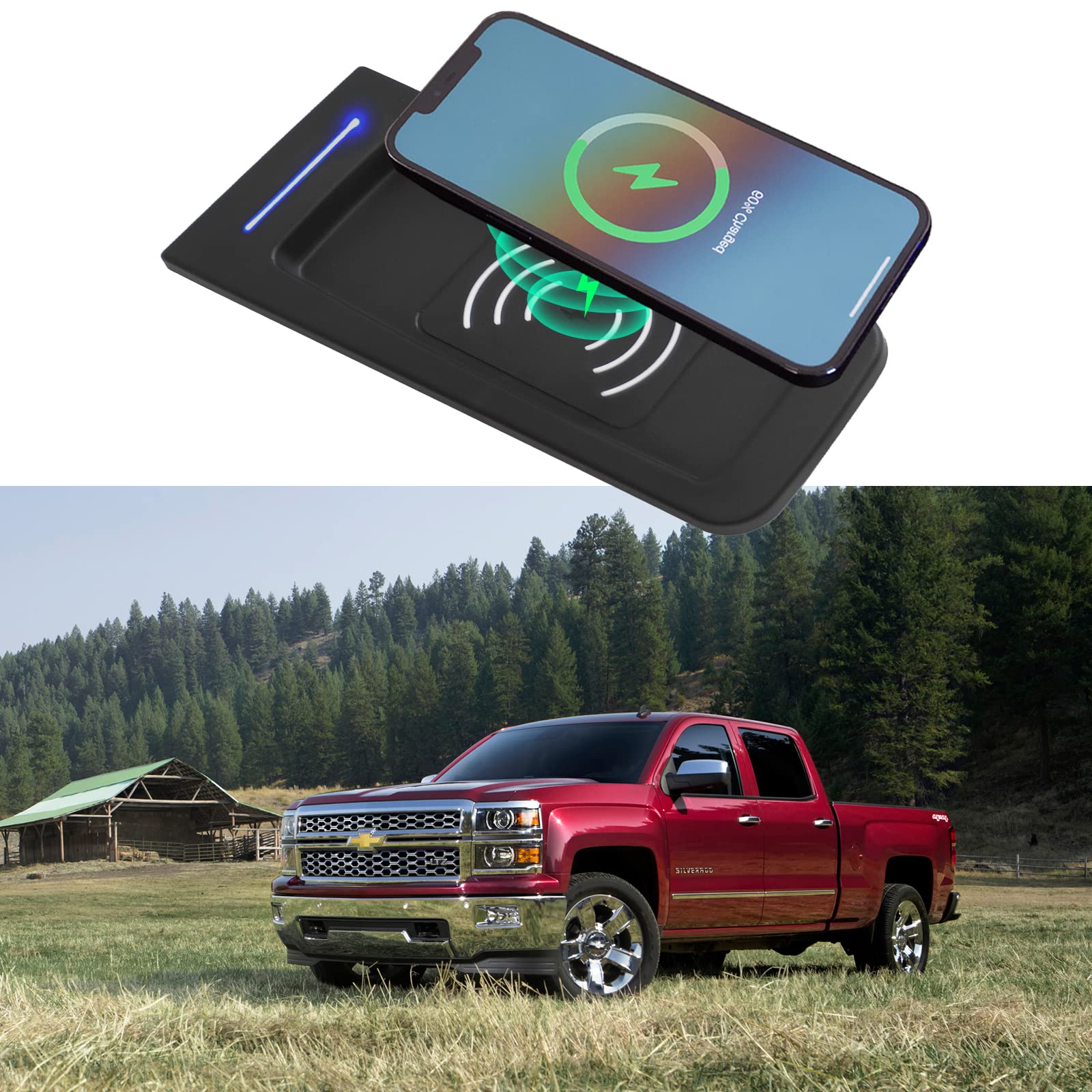 Xipoo Car Wireless Charger Compatible with 2007-2014 Chevy Silverado ...