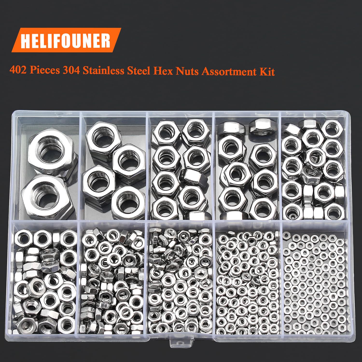 Mua 402 Pieces 9 Sizes Metric Hex Nuts Assortment Kit, M1.6 M2 M2.5 M3 ...