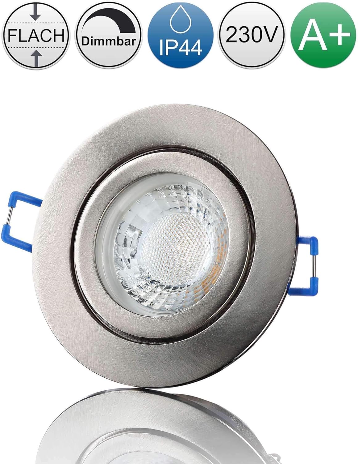 lambado® Premium LED Spot IP44 Flach Edelstahl gebürstet - Hell ...