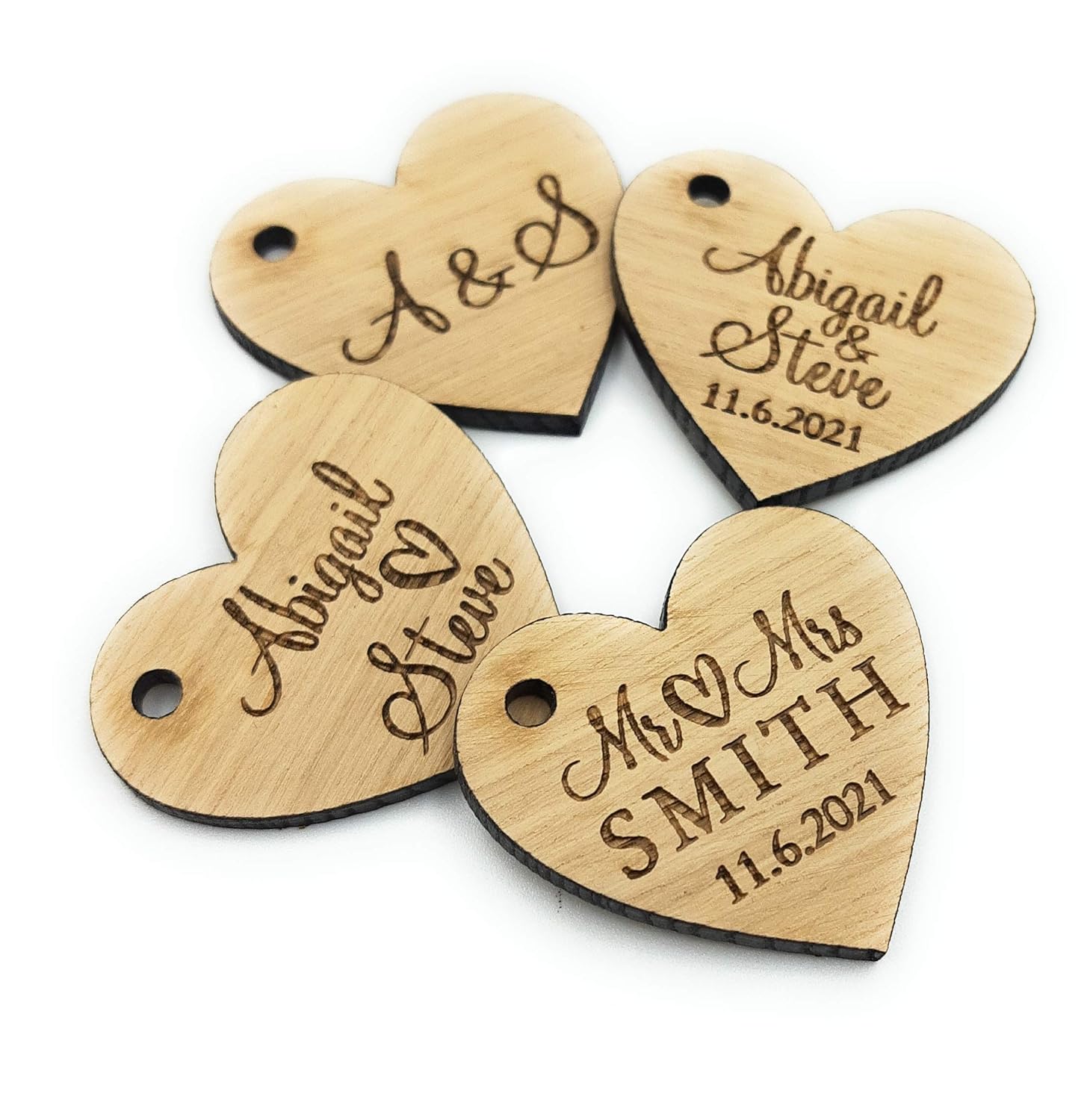 Amazon.com: Wedding favors, personalized wooden tags, heart tags ...